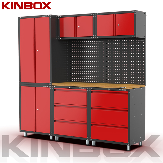 9 Pieces Metal Garage Workbench System For Workshop - Kinbox Tools