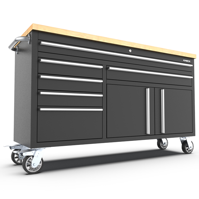 60 Inch Stainless Steel Tool Trolley with Worktop - KINBOX Tools