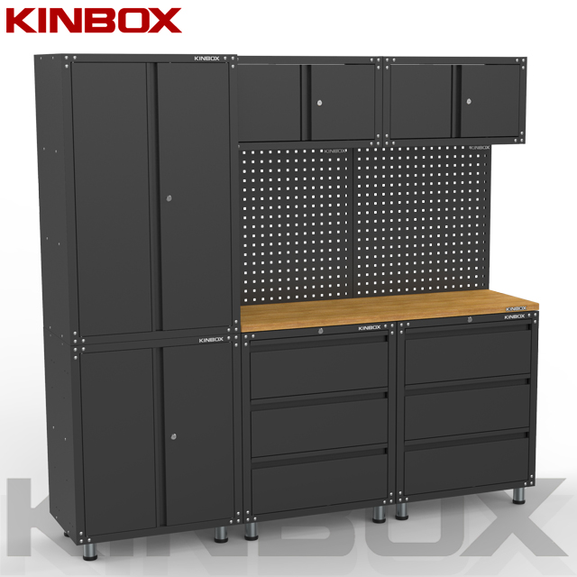 9 Pieces Metal Garage Workbench System For Workshop - Kinbox Tools